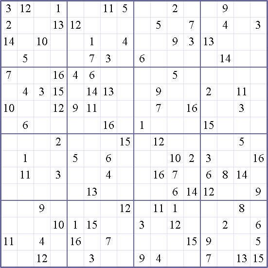 Sudoku Weekly - Free Online Printable Sudoku Games! 16x16 crazy Puzzle