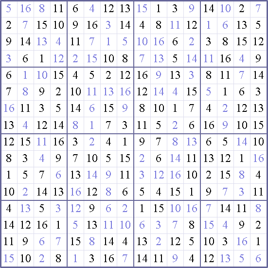 Sudoku Weekly - Free Online Printable Sudoku Games! 16x16 easy Solution