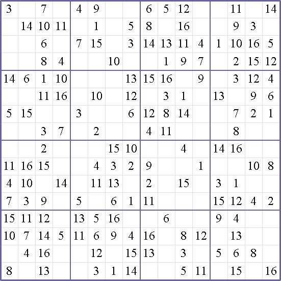 Sudoku Weekly - Free Online Printable Sudoku Games! 16x16 easy Puzzle