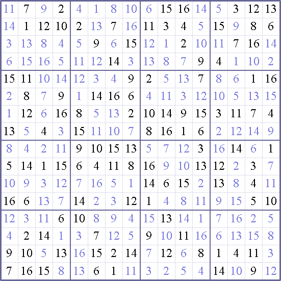 Sudoku Weekly - Free Online Printable Sudoku Games! 16x16 hard Solution