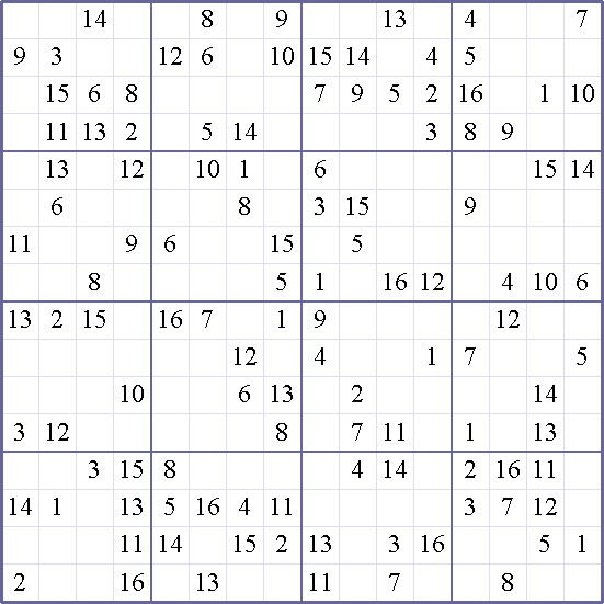 Sudoku Weekly - Free Online Printable Sudoku Games! 16x16 hard Puzzle