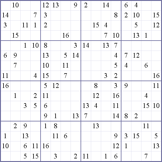 Sudoku Weekly - Free Online Printable Sudoku Games! 16x16 hard Puzzle