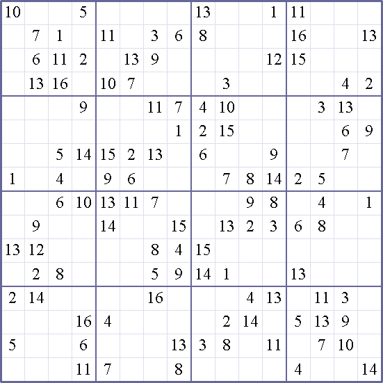 Sudoku Weekly - Print This Puzzle! 16x16 hard Puzzle