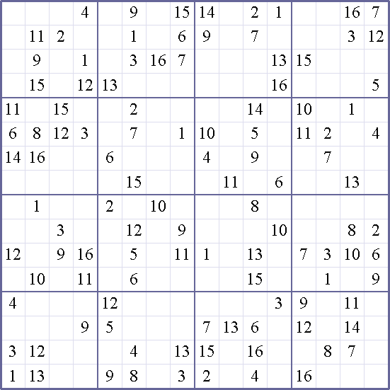 Sudoku Weekly - Free Online Printable Sudoku Games! 16x16 hard Puzzle