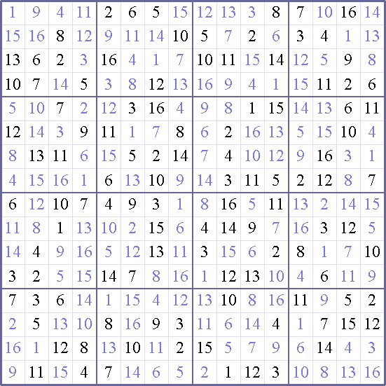 Sudoku Weekly - Free Online Printable Sudoku Games! 16x16 hard Solution