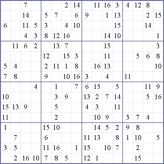 Sudoku Weekly - Free Online Printable Sudoku Games! 16x16 medium Puzzle